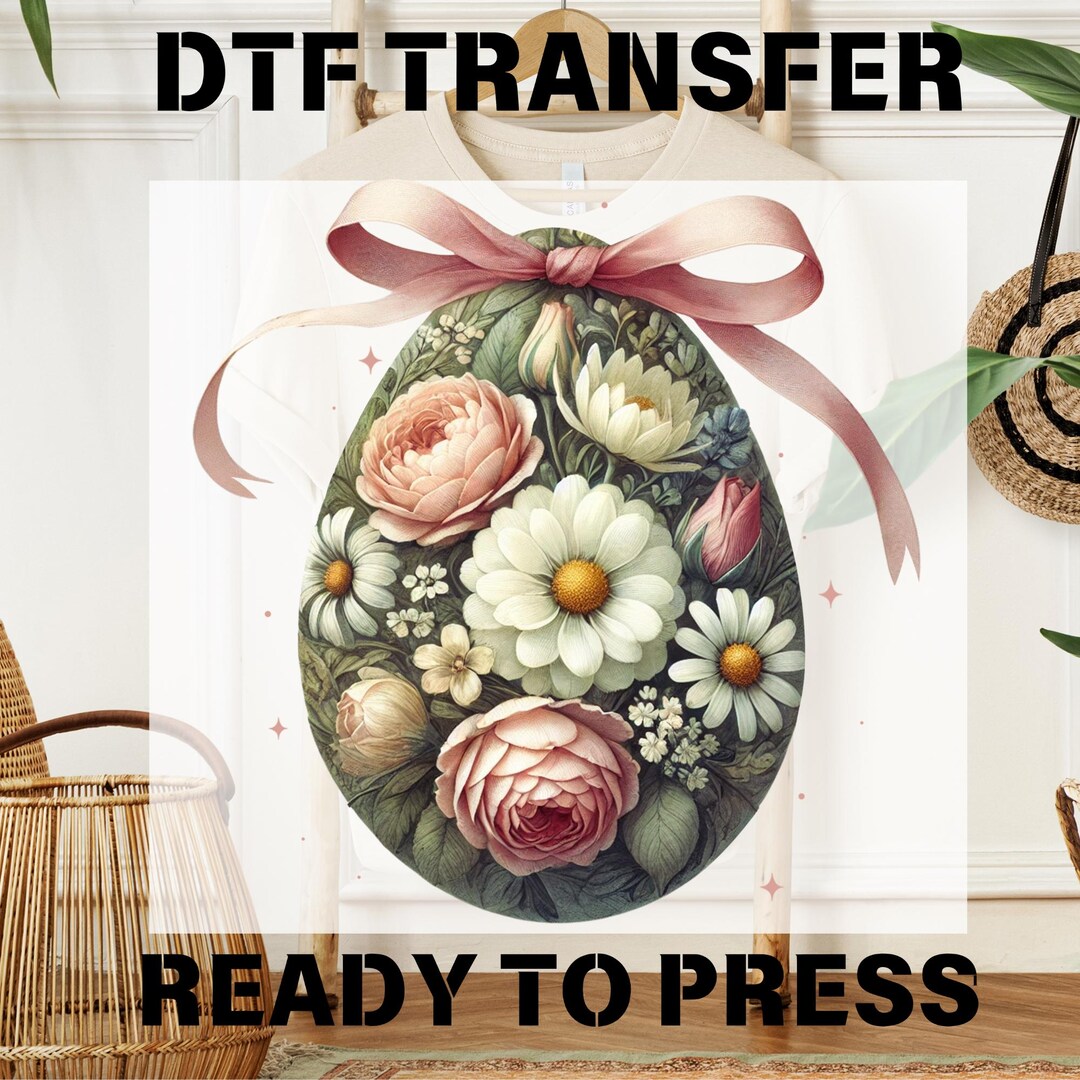 Easter Egg Coquette Ready to Press, Happy Easter DTF Transfers, Floral Easter DTF, Retro Easter ...