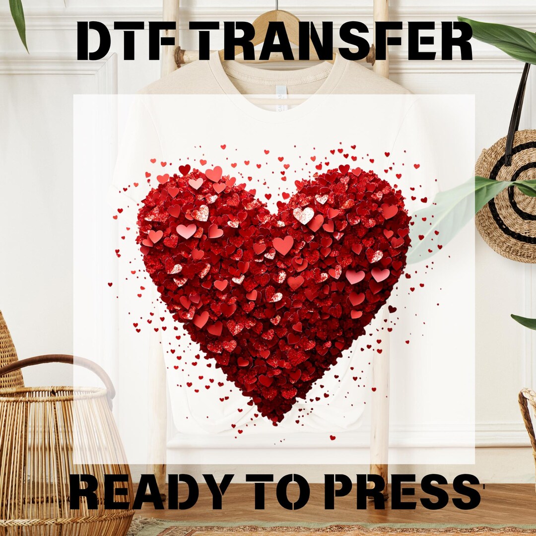 Valentine's Day DTF Transfer, Retro Valentine Heart Ready to Press ...