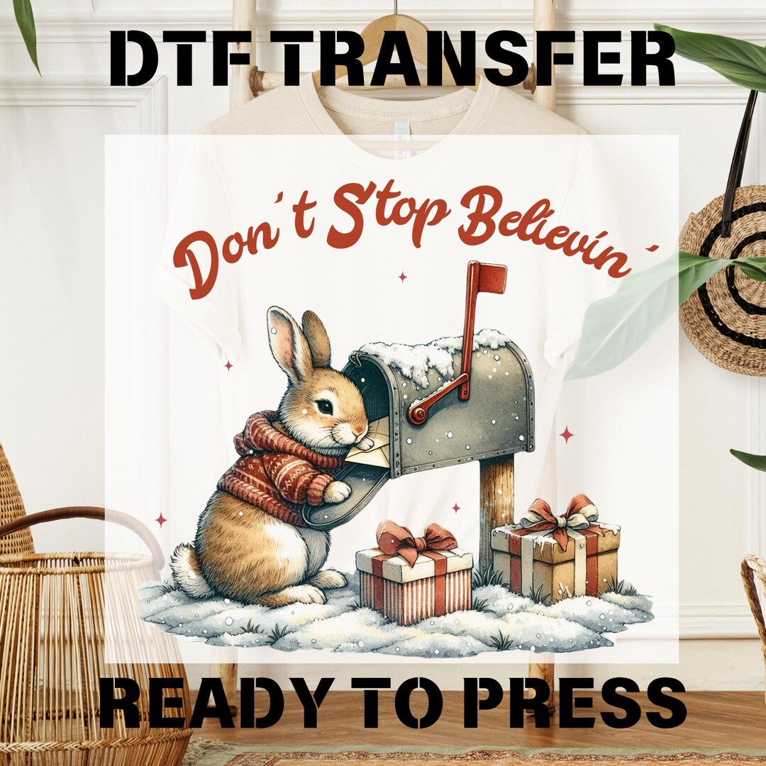 Christmas Bunny DTF Transfer: Funny Holiday Heat Press Design - Etsy