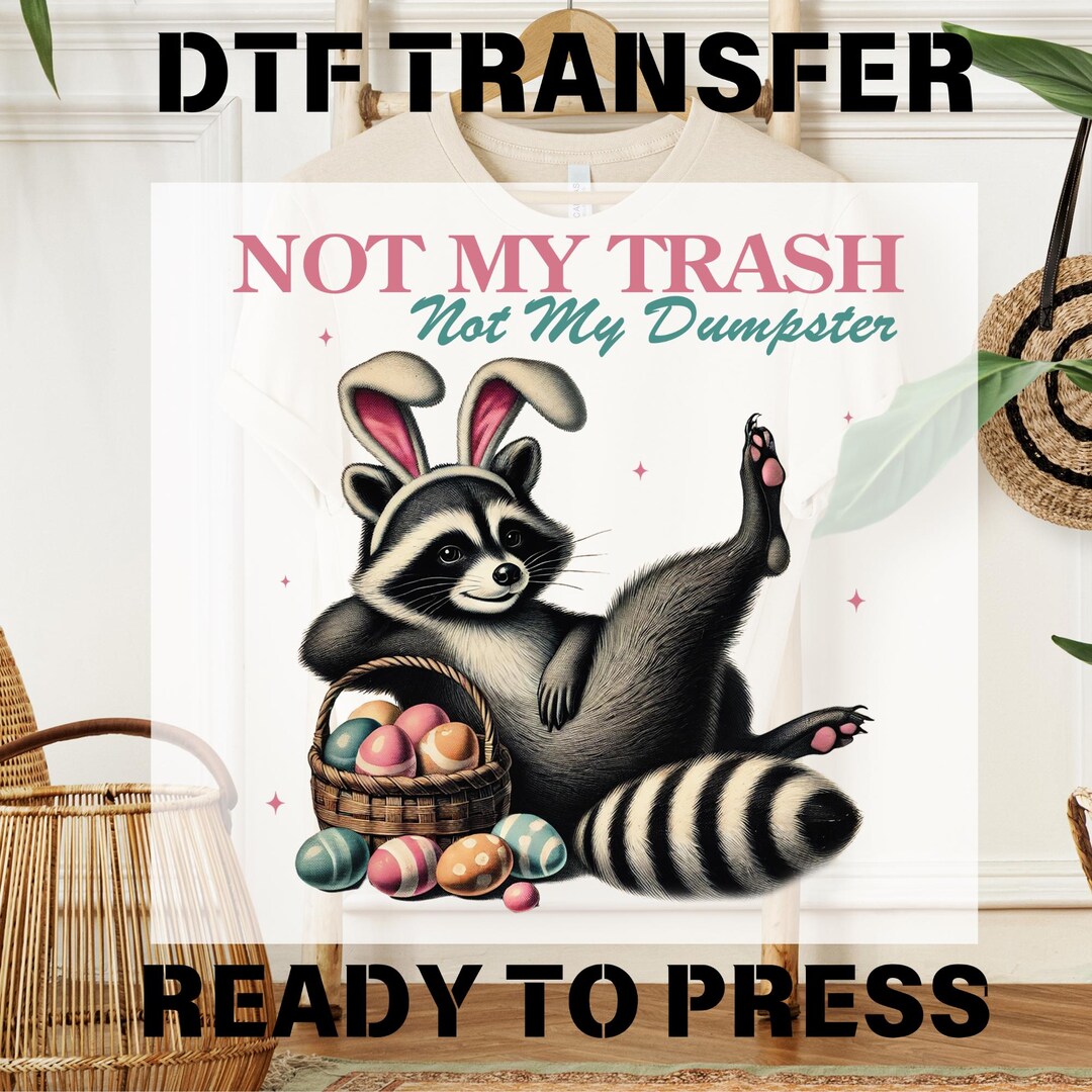 Easter Raccoon Ready to Press, Cute Raccoon Bunny Easter DTF Transfer ...