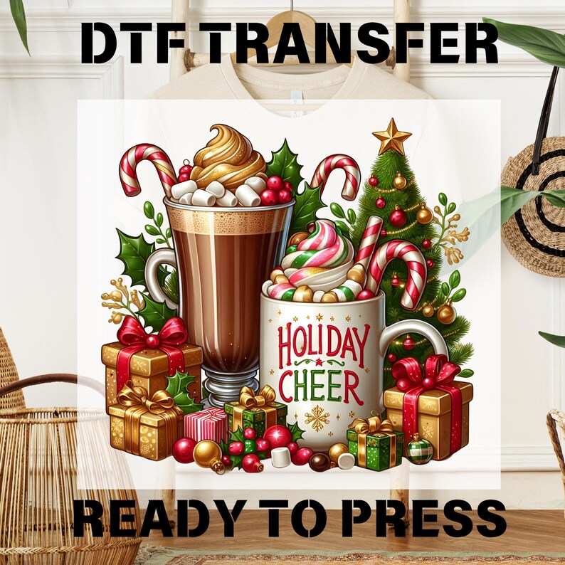 Holiday Cheer, Christmas Coffee DTF Transfers, Merry Christmas DTF ...