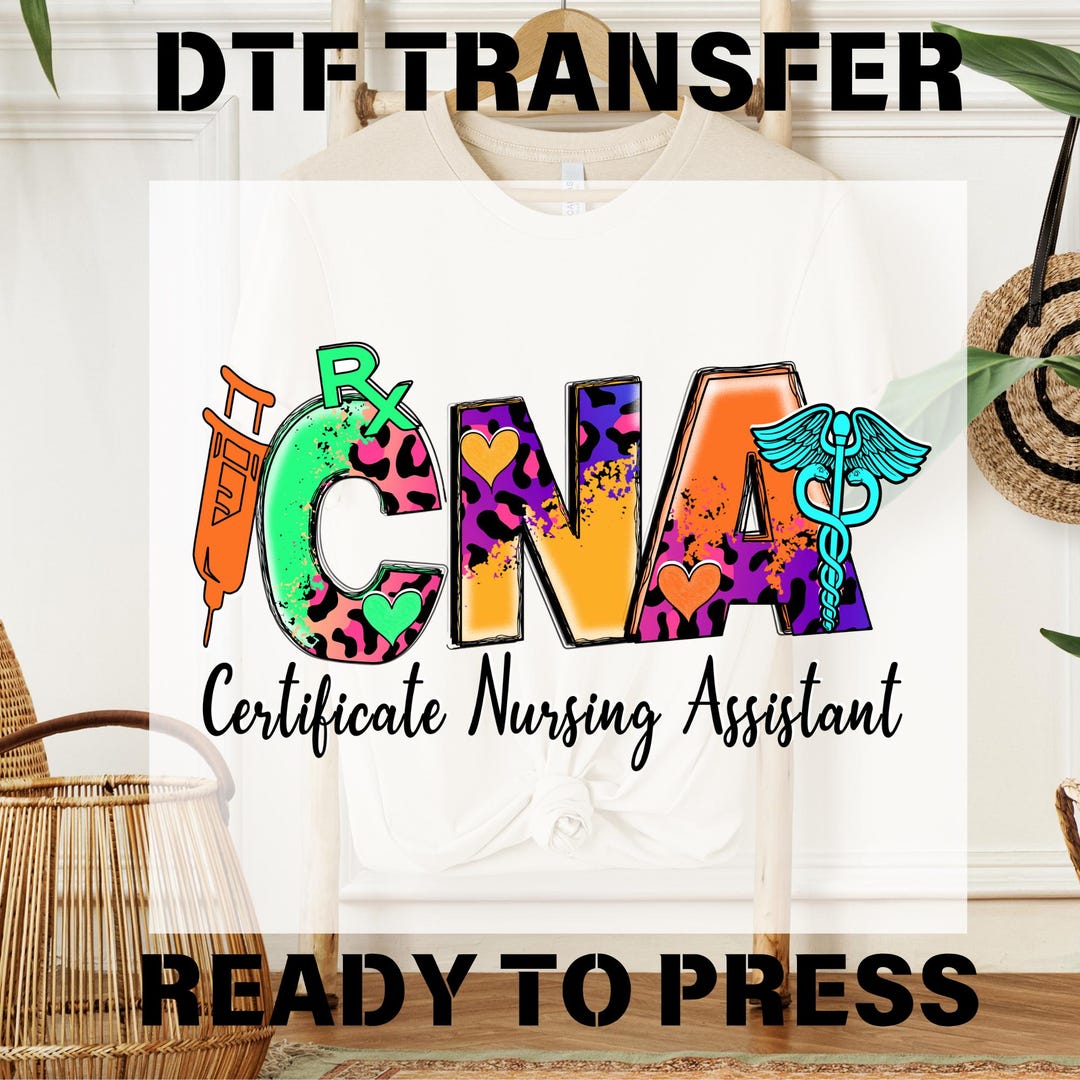 CNA DTF Transfer, Retro Certified Nursing Assistant Heat Press Design ...