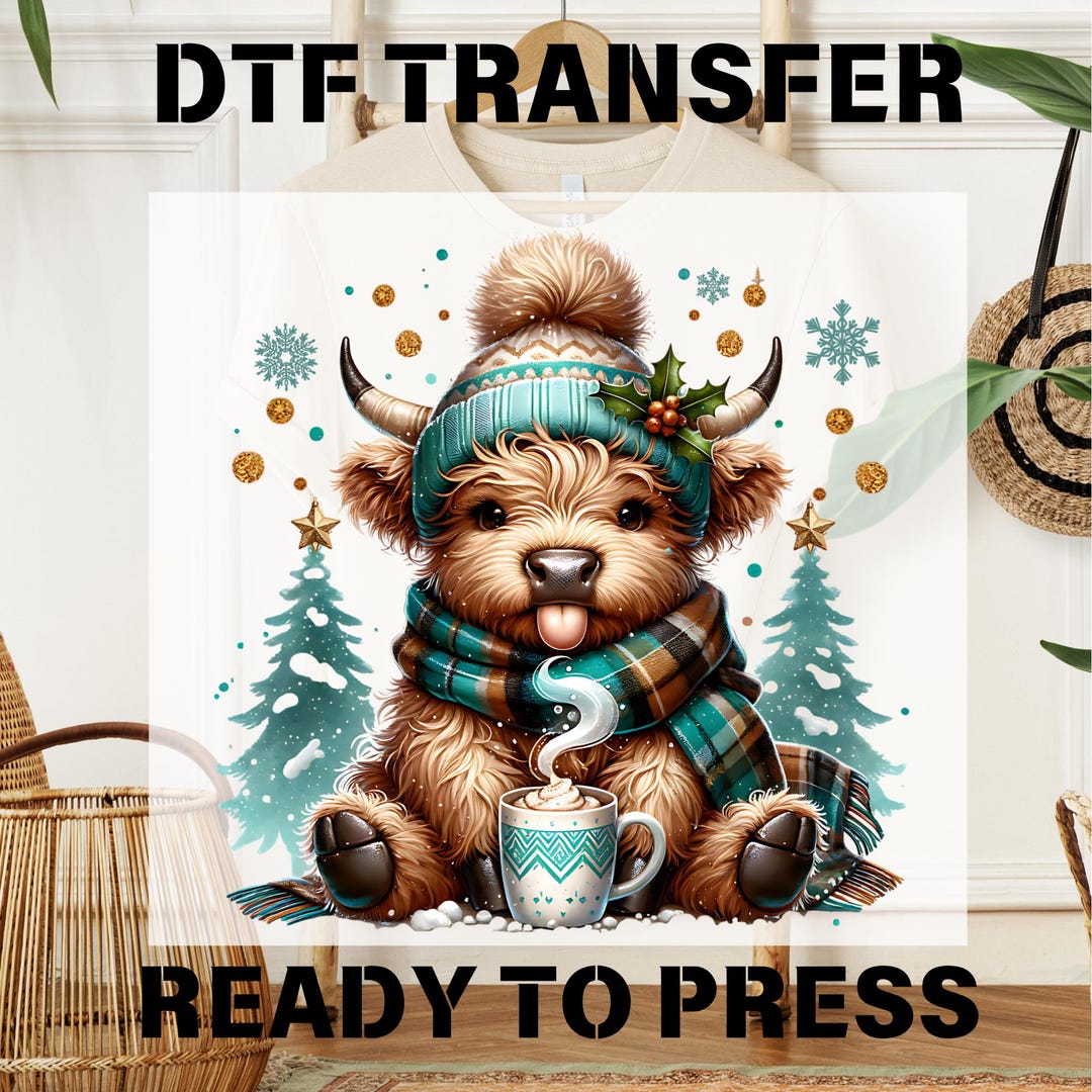 Highland Cow Dtf Transfer, Cute Cow Ready to Press, Mooey Heat Transfer ...