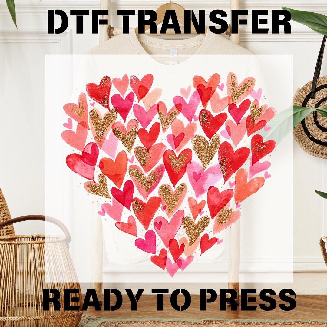 Valentine Heart DTF Transfer, Valentine Brushstroke Ready to Press ...