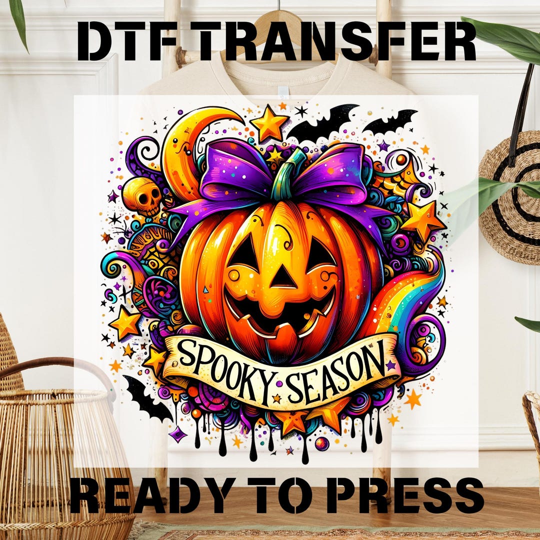 Spooky Season Dtf Transfer, Halloween Pumpkin DTF, Ready to Press ...