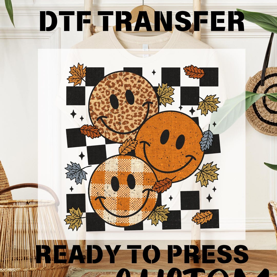 Happy Fall Smiley Face DTF Transfer: Retro Autumn Design - Etsy