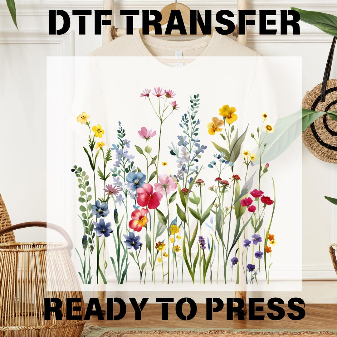 Wildflowers Bouquet DTF Transfer: Watercolor Flowers, Ready to Press - Etsy