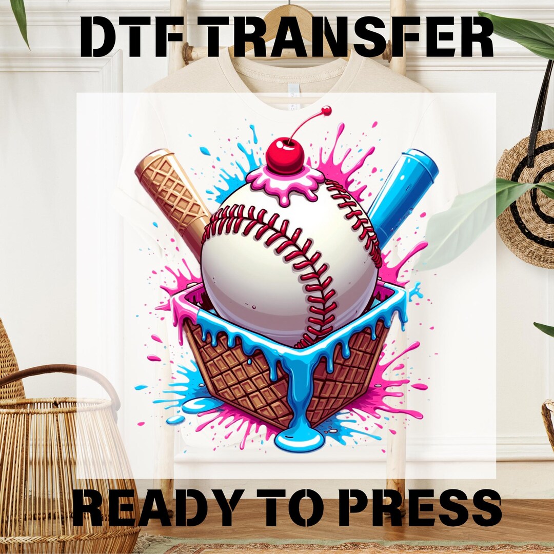 Baseball Home Plate Ice Cream Drip DTF, Baseball Sports Team Ready to ...
