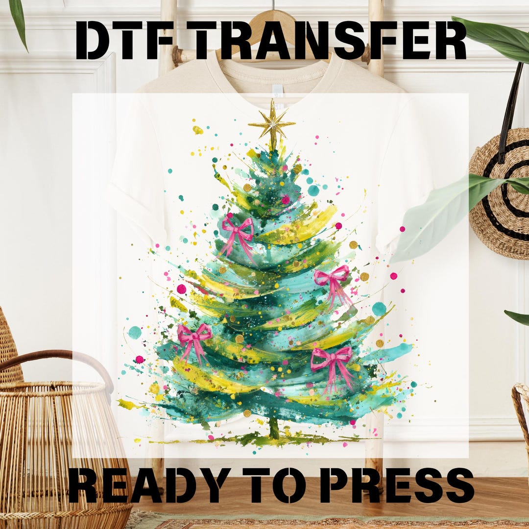 Brush Stroke Christmas Tree DTF Transfer, Glitter Coquette Print - Etsy