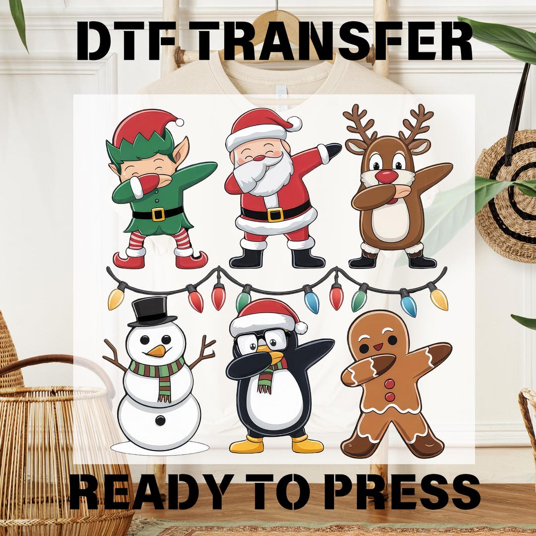 Christmas Santa Claus Lights DTF, Friends Christmas DTF, Dabbing Santa ...