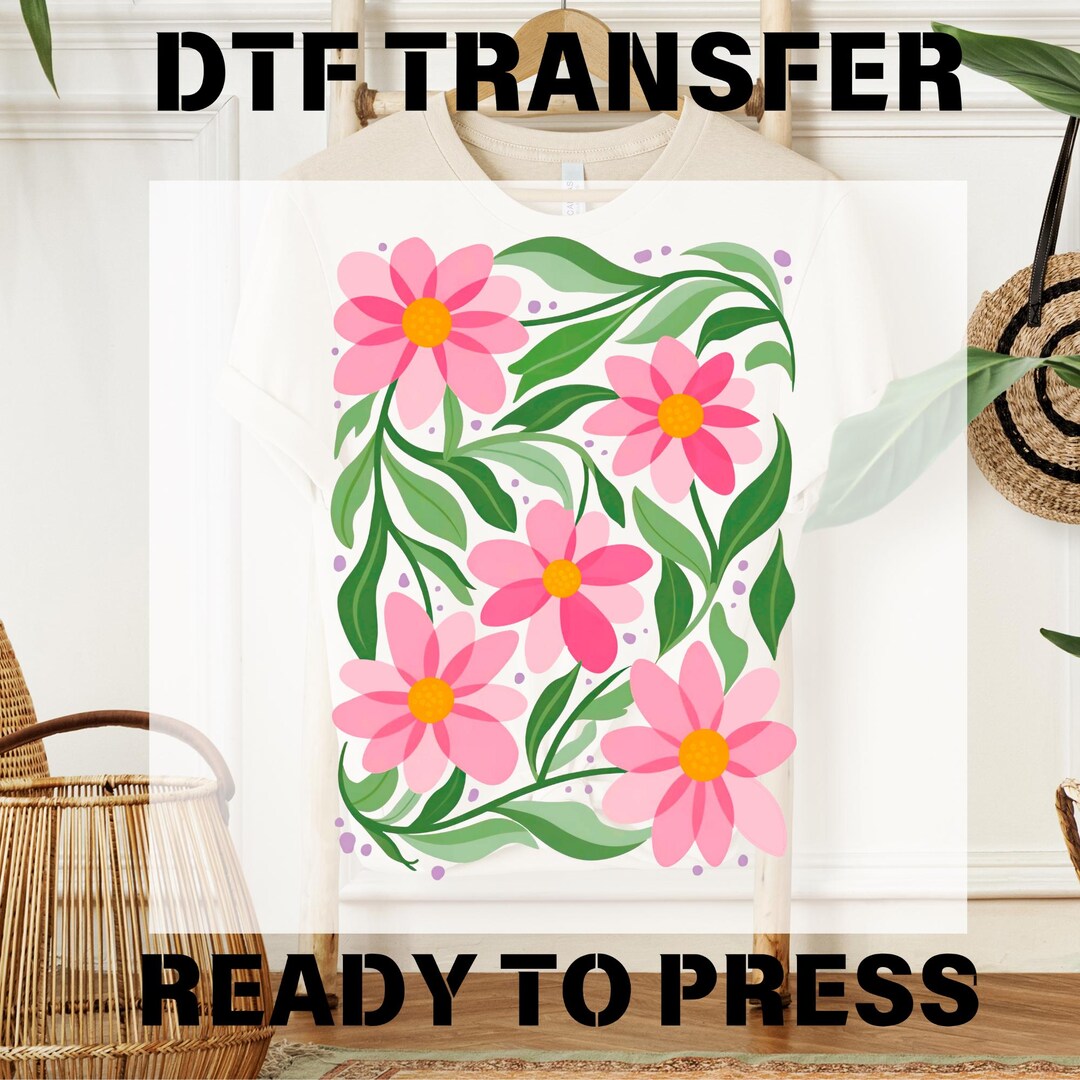 Abstract Retro Flowers Ready to Press, Danish Flower Dtf Transfers, Boho Floral Dtf, Summer ...