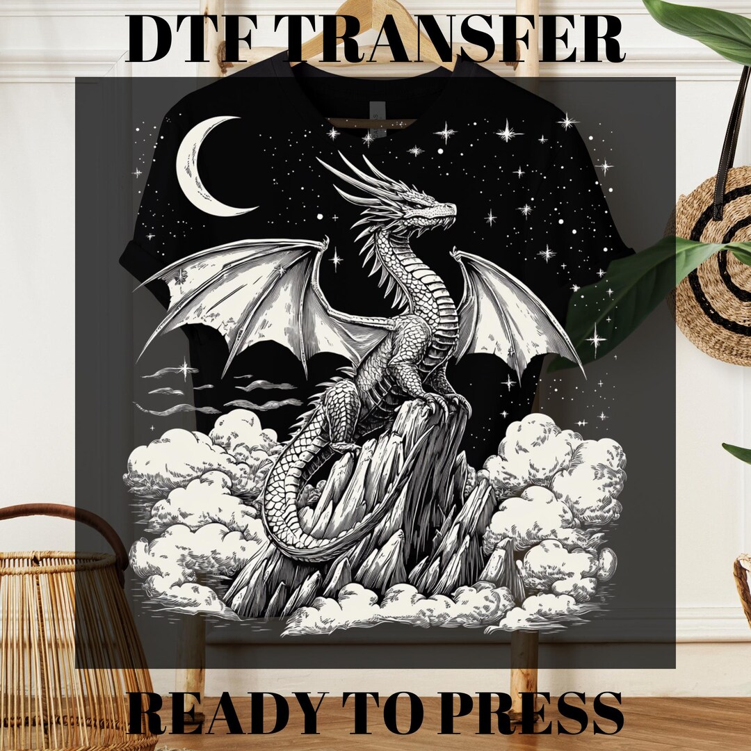 Dragon Rider Dtf Transfer, Dragon Moon Phase Ready to Press, Mystic ...