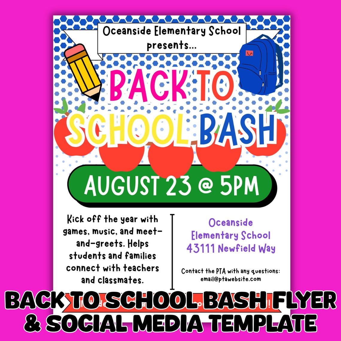 Back to School Bash Flyer Template Teacher Meet & Greet Editable Canva ...