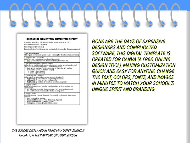 PTO Meeting Templates Bundle Agenda Minutes Sign in Editable School ...
