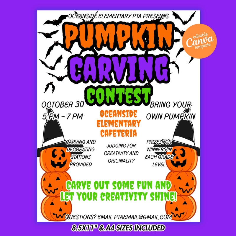 Editable Pumpkin Carving Contest Flyer - Etsy
