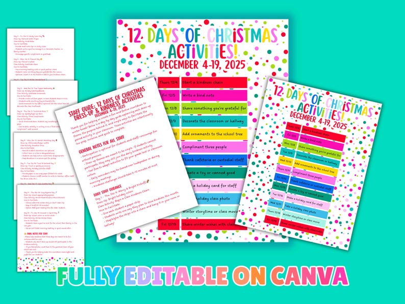 12 Days of Christmas Dress up Flyer Template Editable Holiday Spirit ...
