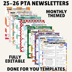 2025-2026 PTA Newsletter Canva Templates - Year-round Themed Designs ...