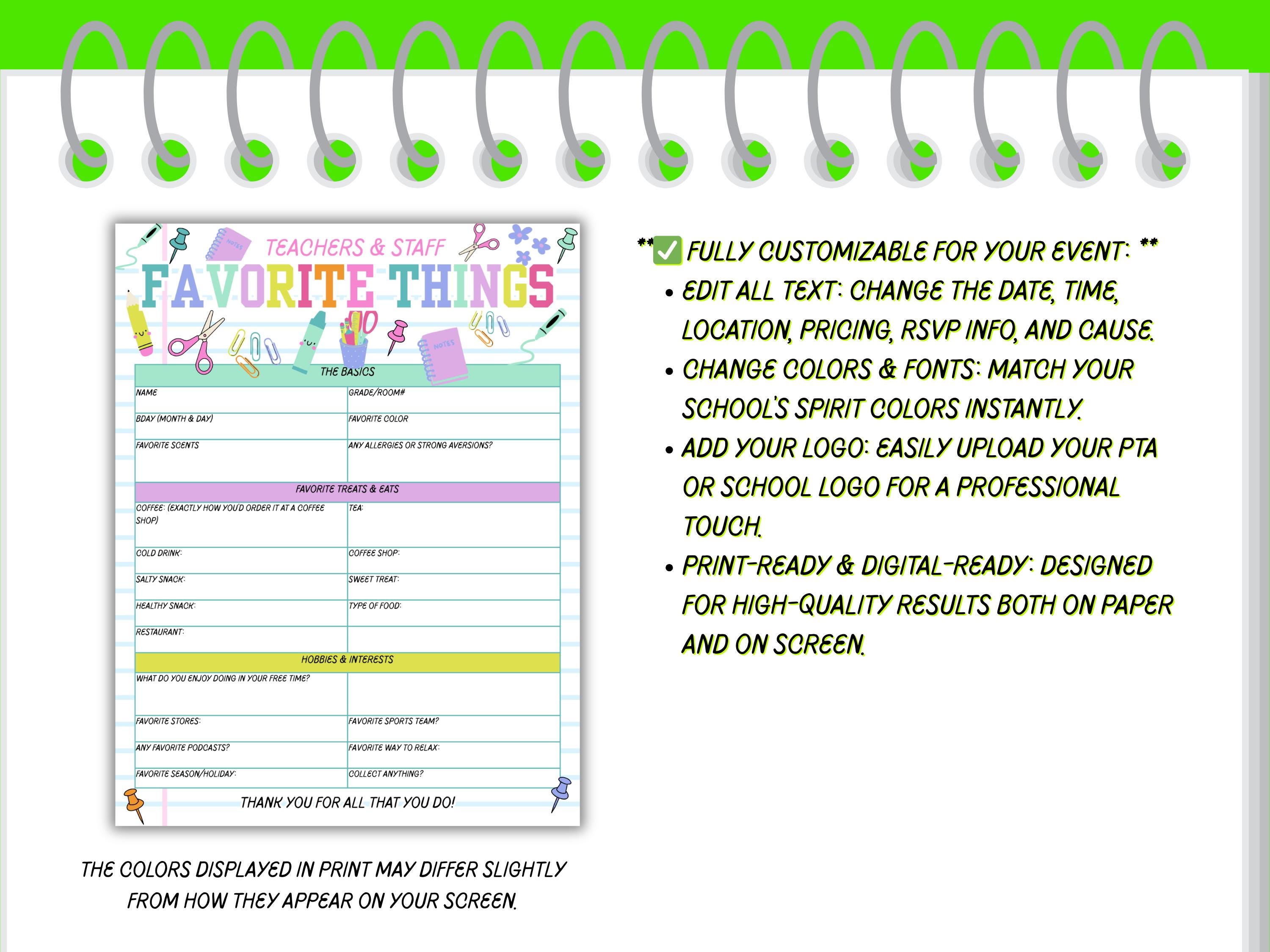 Editable Teacher Appreciation Questionnaire Template Canva Survey Staff ...