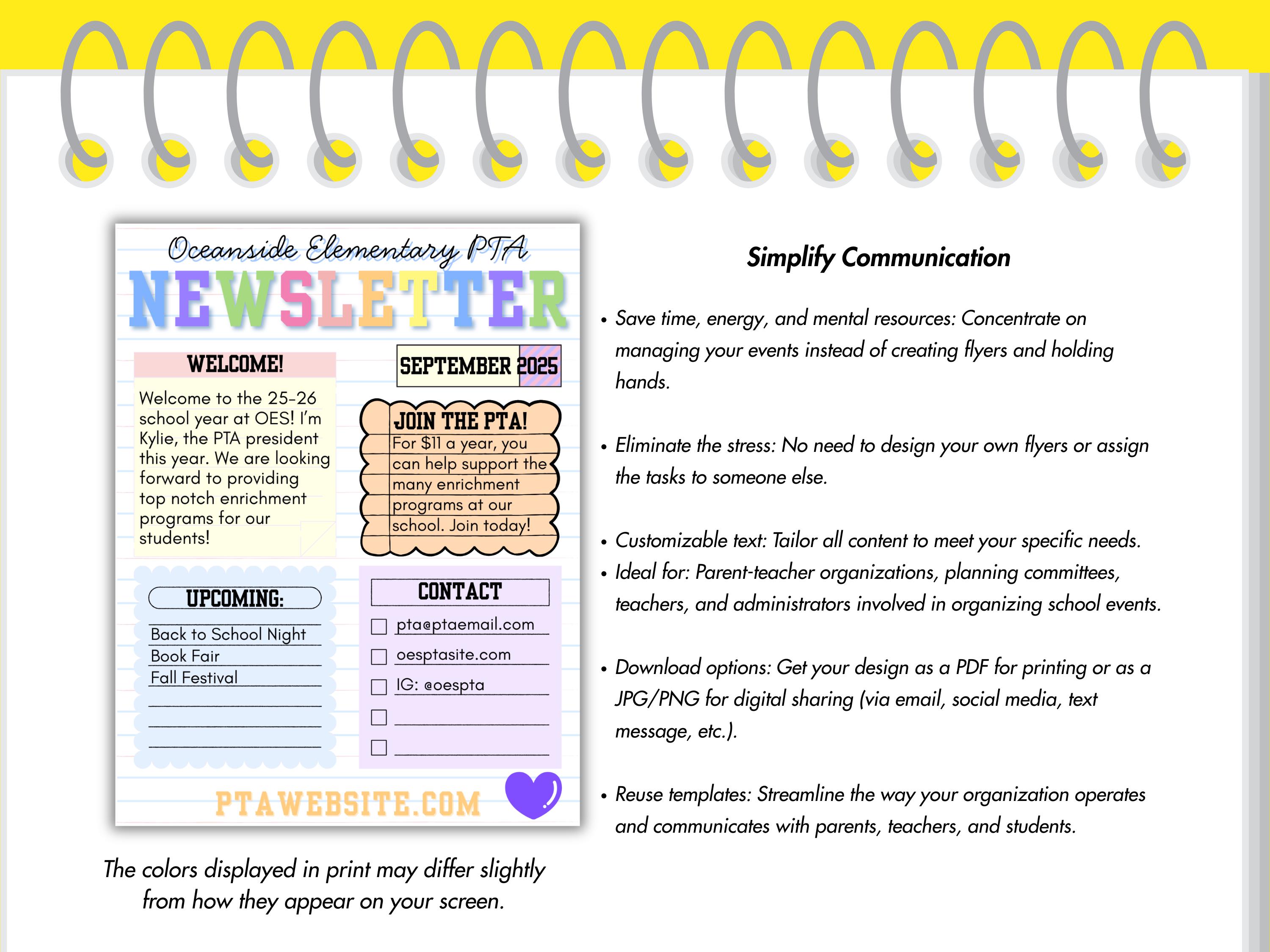 PTA Welcome Packet Editable Canva Templates Back to School Parent Forms ...