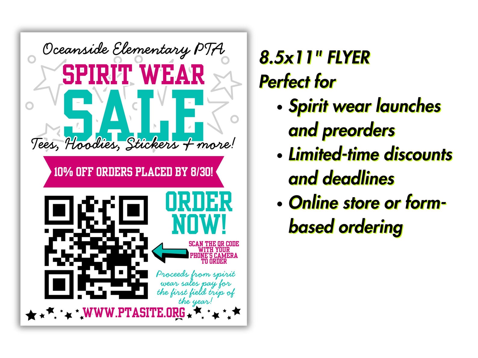Spirit Wear Sale Flyer, Editable PTA/PTO Canva Template (digital ...