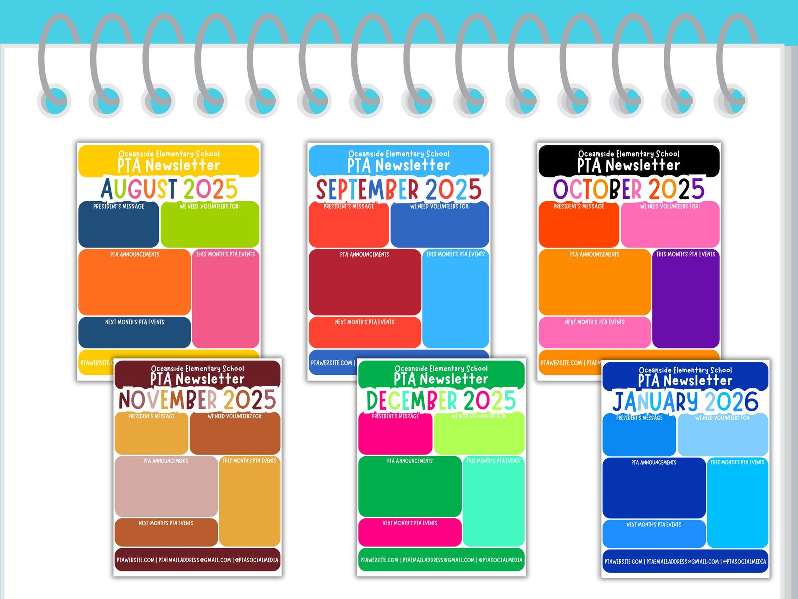 Editable Monthly PTA Newsletter Canva Templates School Classroom ...