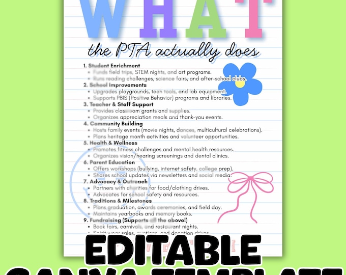 EDITABLE PTA Bundle | Open House Flyer | Join the Pta | Pta Membership ...