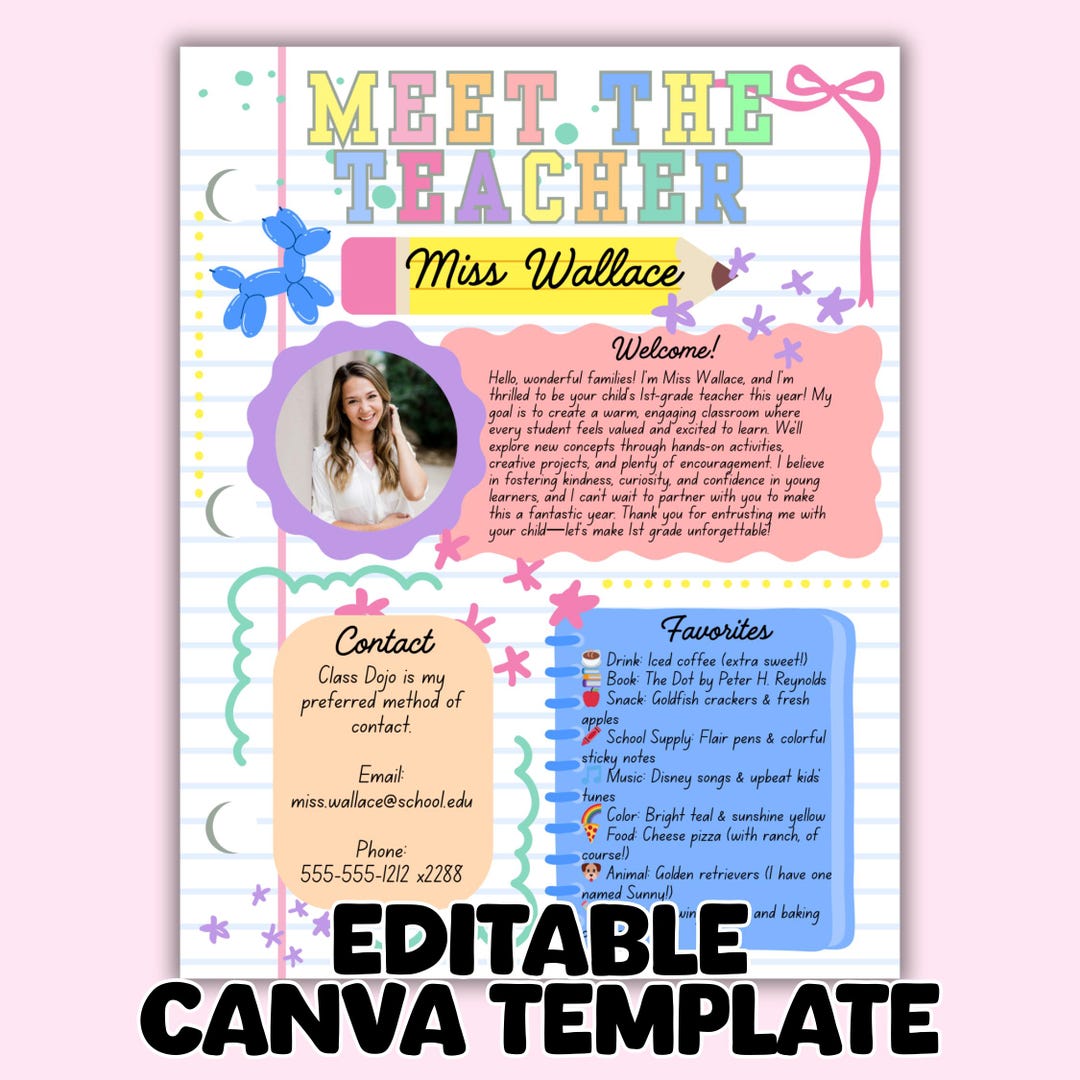 Meet the Teacher Flyer | Canva Template Editable Open House Back-to ...