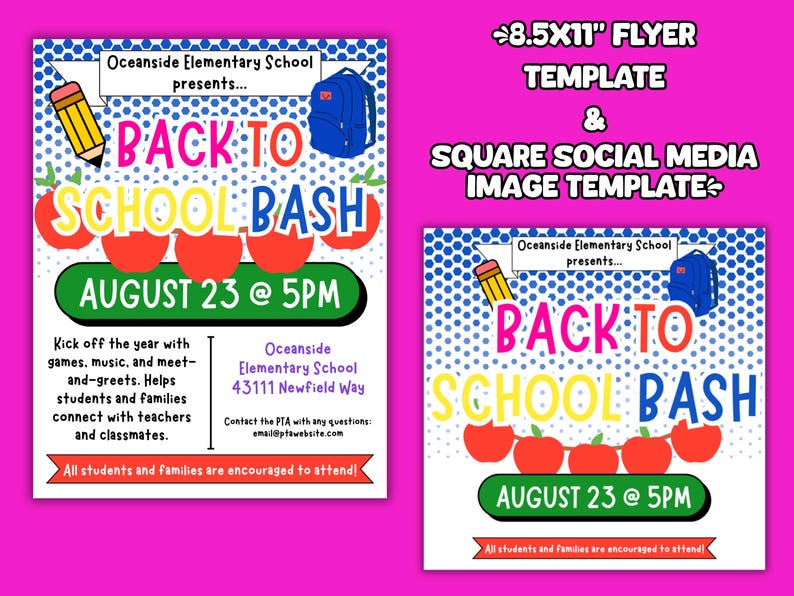 Back to School Bash Flyer Template Teacher Meet & Greet Editable Canva ...