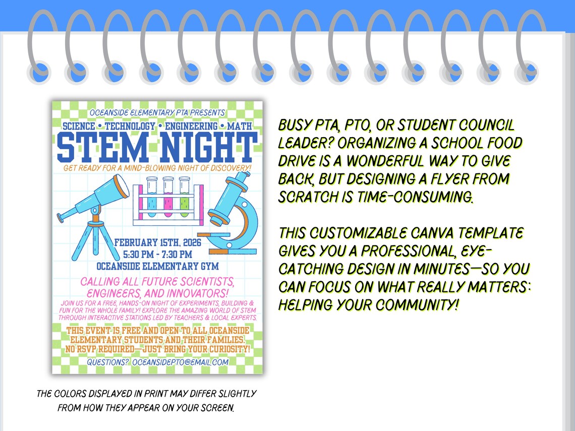 STEM Night Flyer Template: Editable School Event, PTA Fundraiser (canva ...