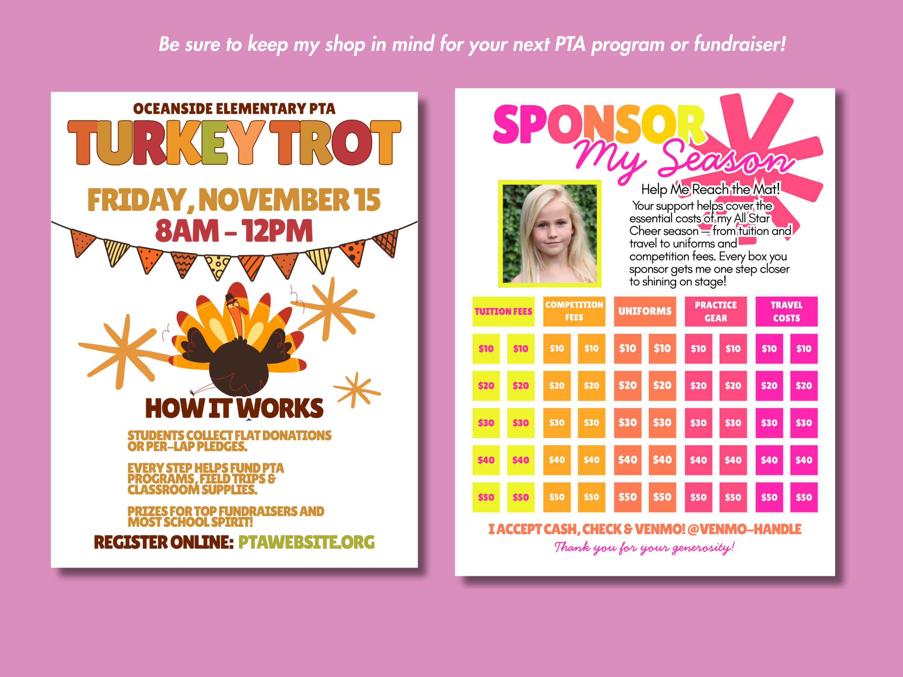 PTA PTO Sponsorship Packet Canva Template Fundraiser Sponsor Levels ...