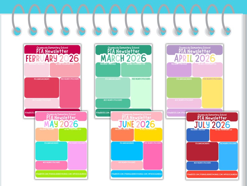 Editable Monthly PTA Newsletter Canva Templates School Classroom ...
