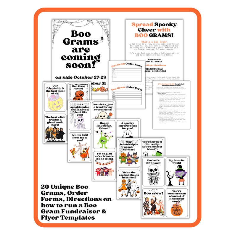Editable Boo Gram Fundraiser Kit PTA PTO Halloween Printable Tags ...