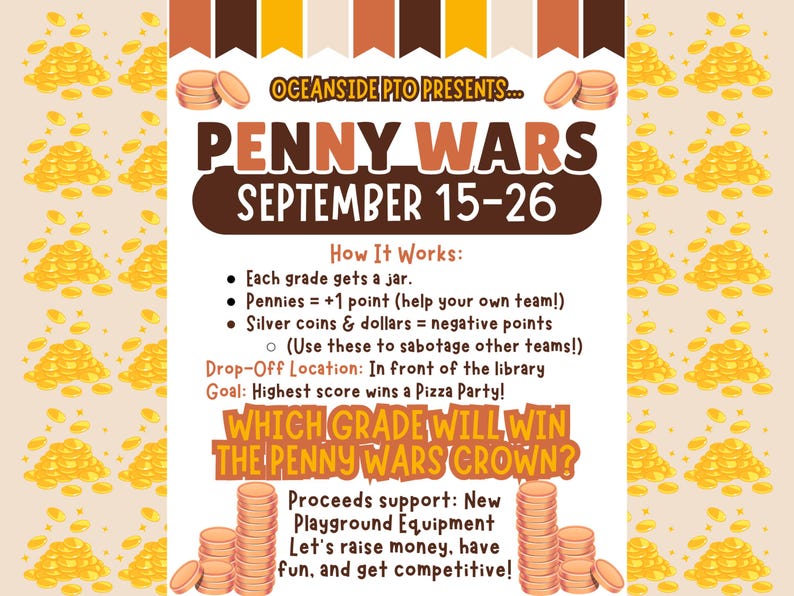 Penny Wars School Flyer Template: Editable Canva PTA/PTO Event (digital ...