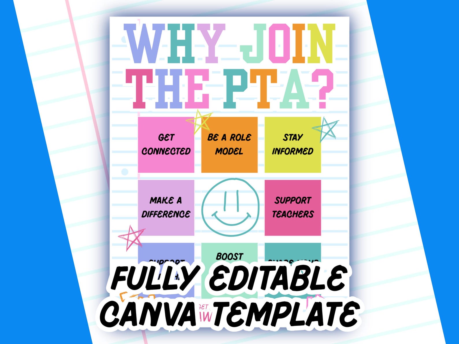 PTO PTA Recruitment Flyer Template: Editable School Membership Drive ...