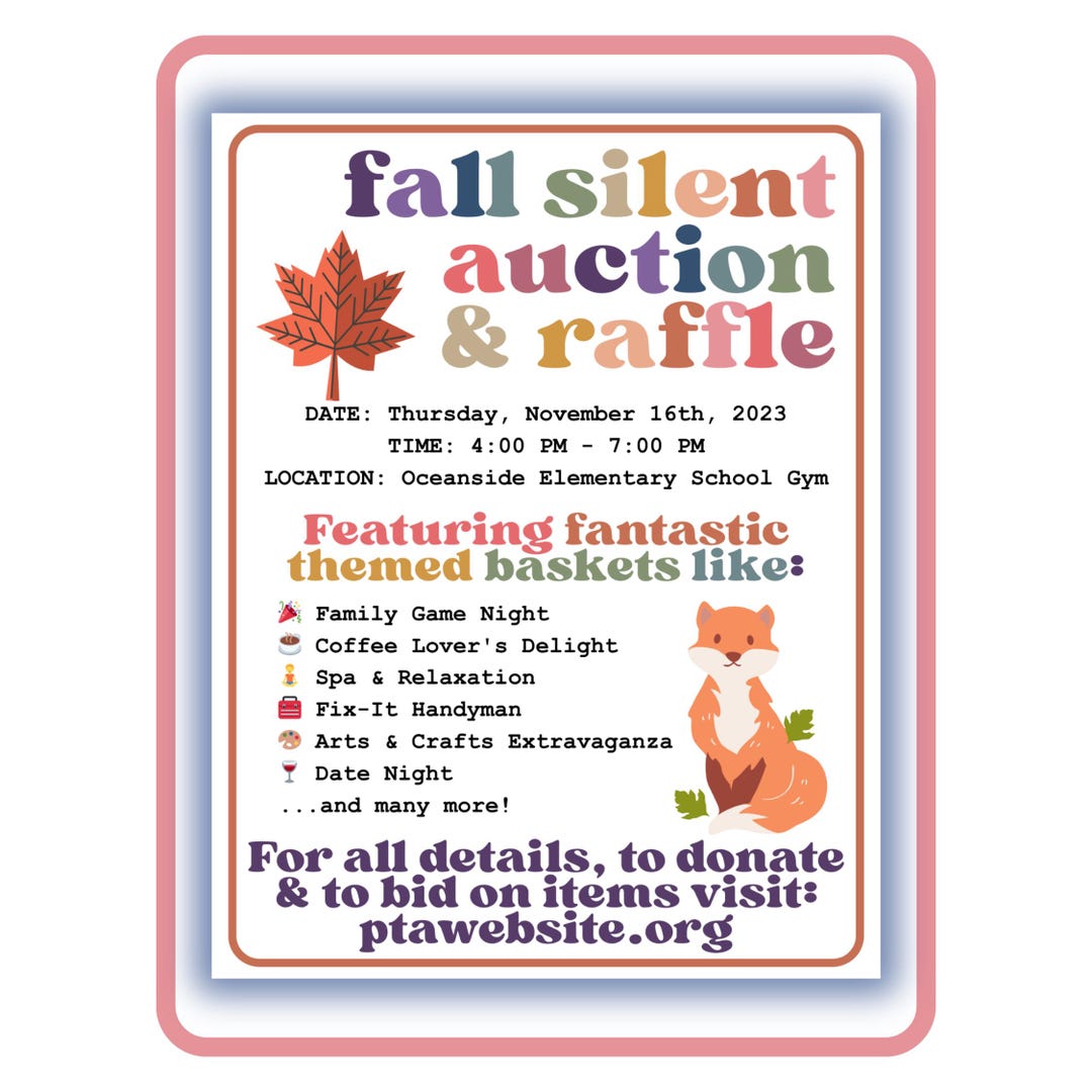Editable Fall Silent Auction Flyer PTA PTO Fundraiser Canva Template ...