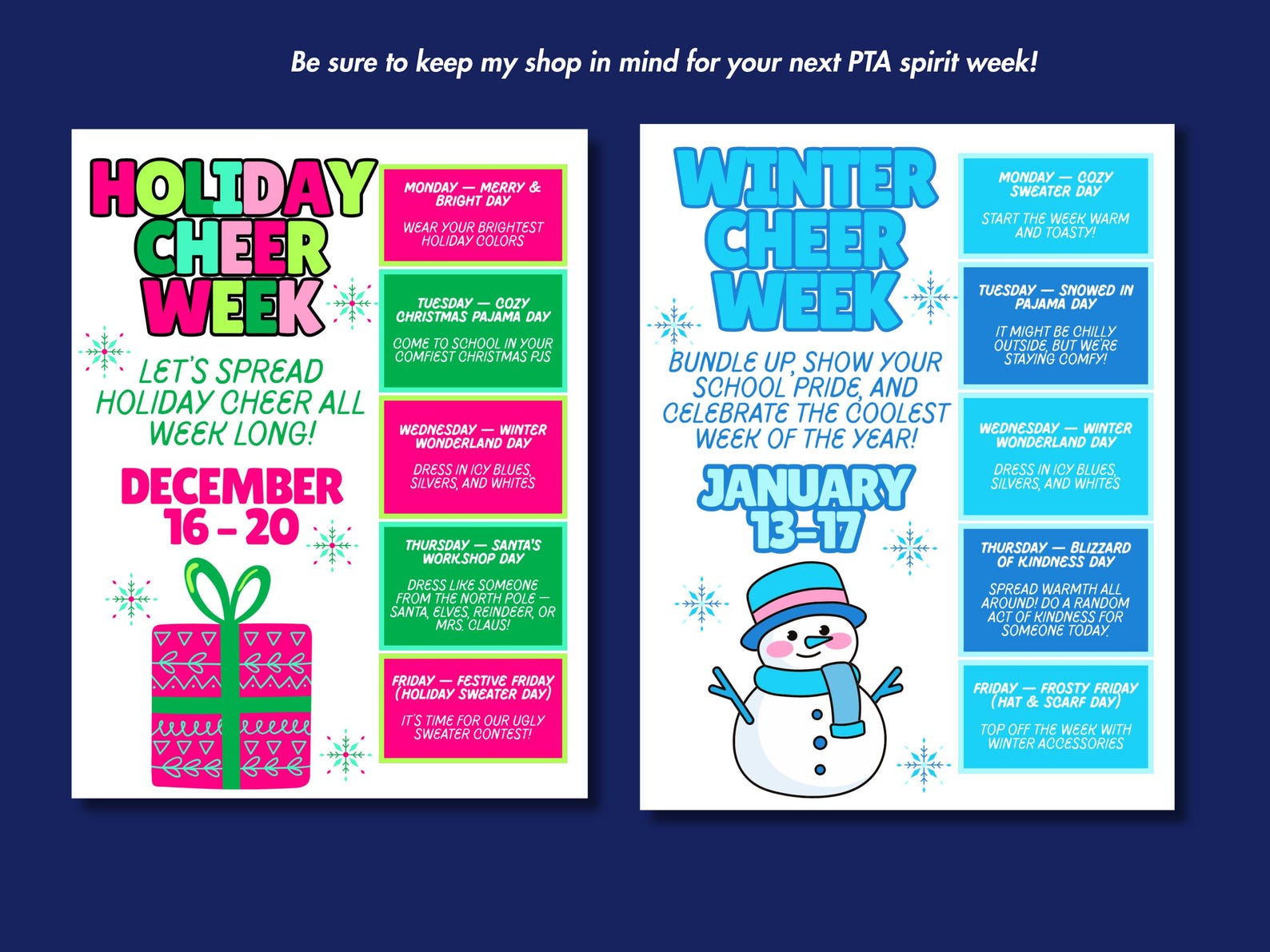 Editable Holiday Spirit Week Flyer Canva Template Christmas Dress up ...