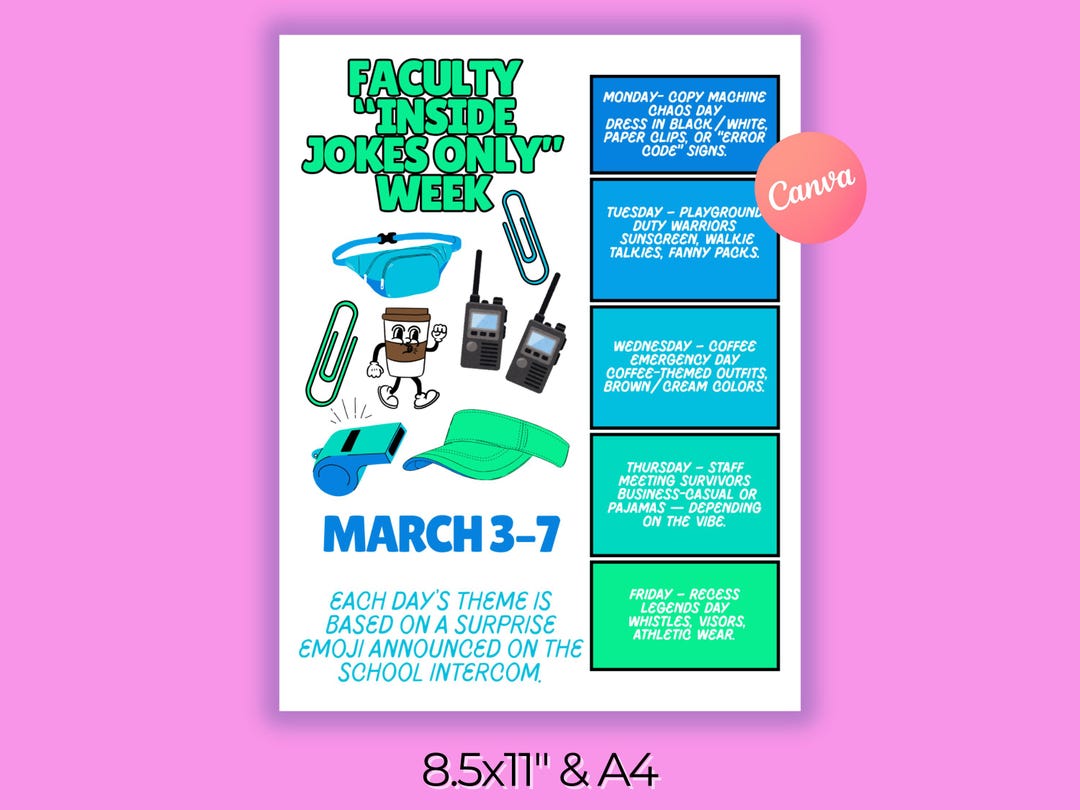 Underground Spirit Week Flyer Template Editable Inside Joke Teacher ...