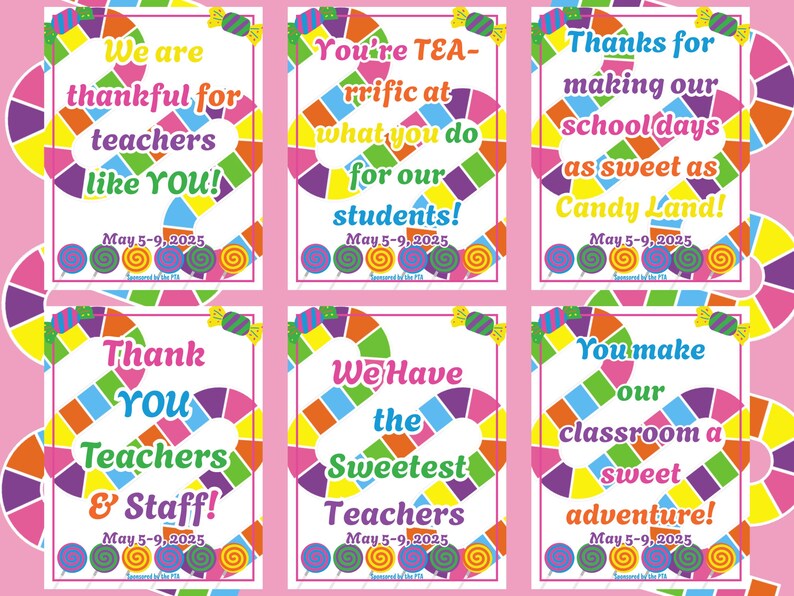 Customizable Candy Land Teacher Appreciation Week Canva Template ...