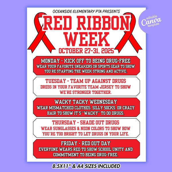 Red Ribbon Week Poster - Etsy