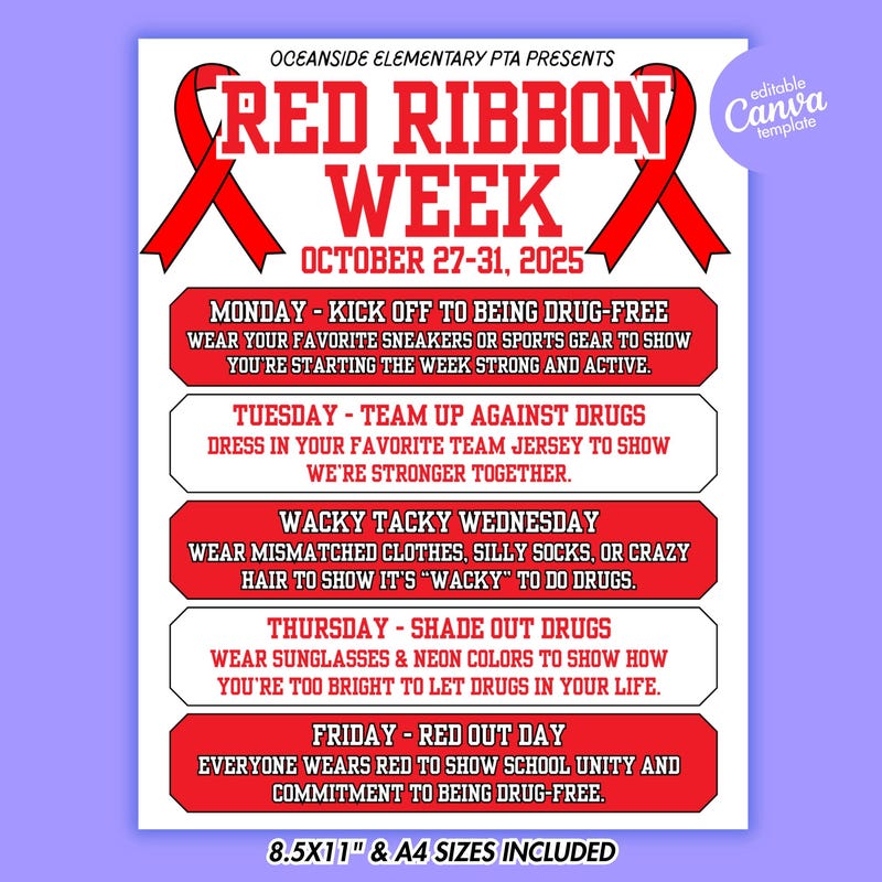 Red Ribbon Week Poster - Etsy