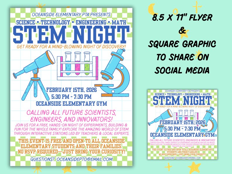 STEM Night Flyer Template: Editable School Event, PTA Fundraiser (canva ...