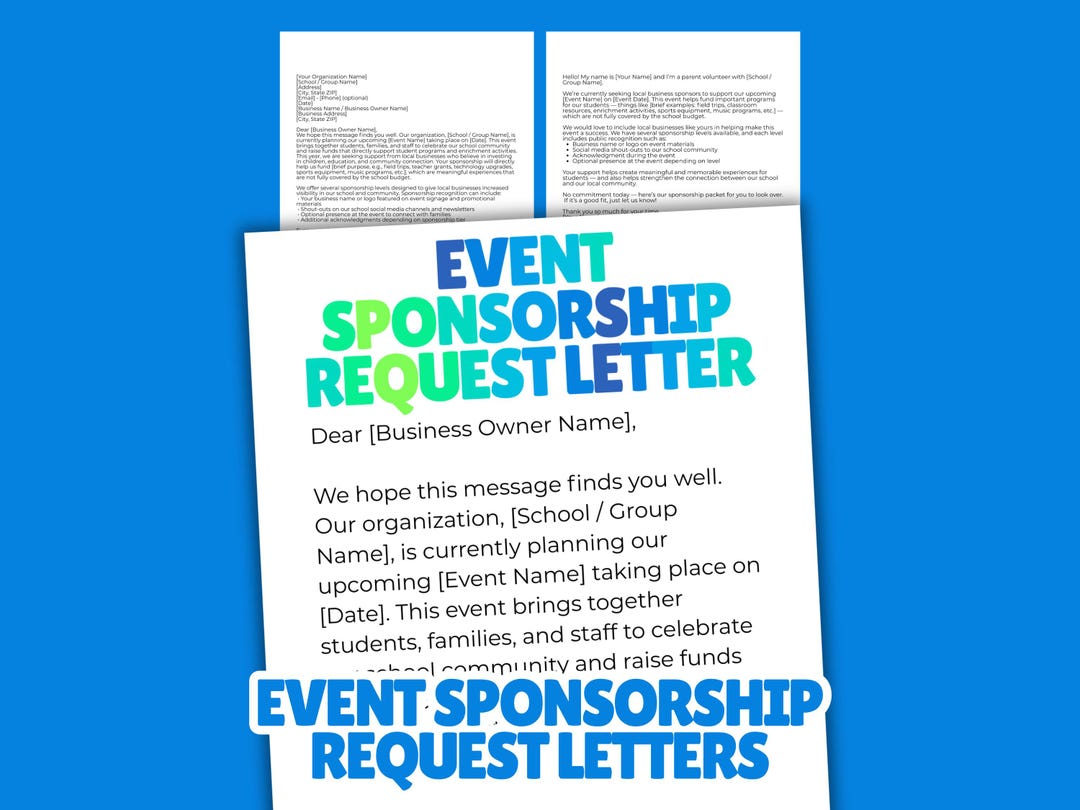 School Sponsorship Letter and Pitch Sheet Canva Template PTA PTO ...