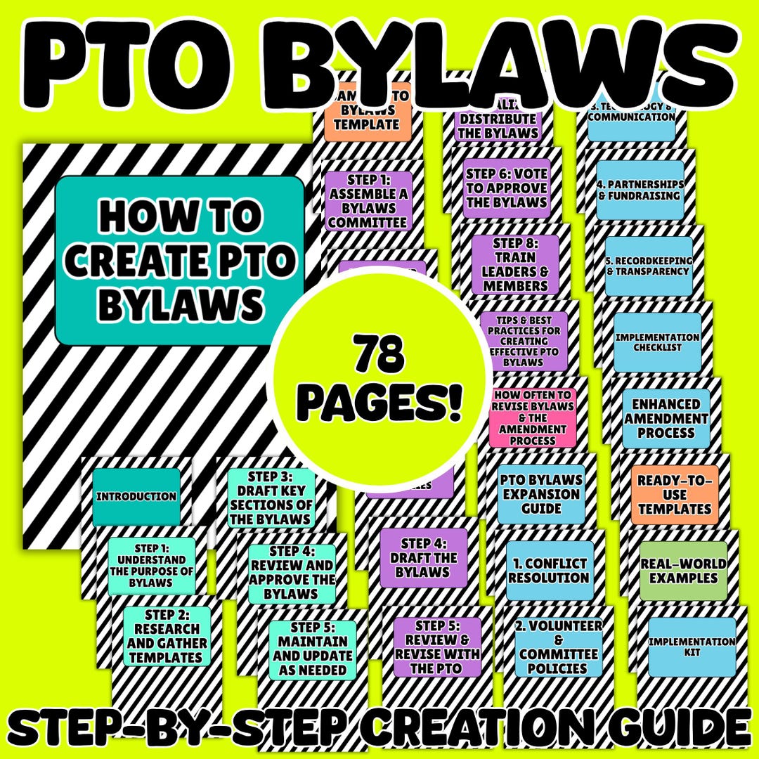 PTO Bylaws Template Bundle: Editable Canva & PDF Kit - Etsy
