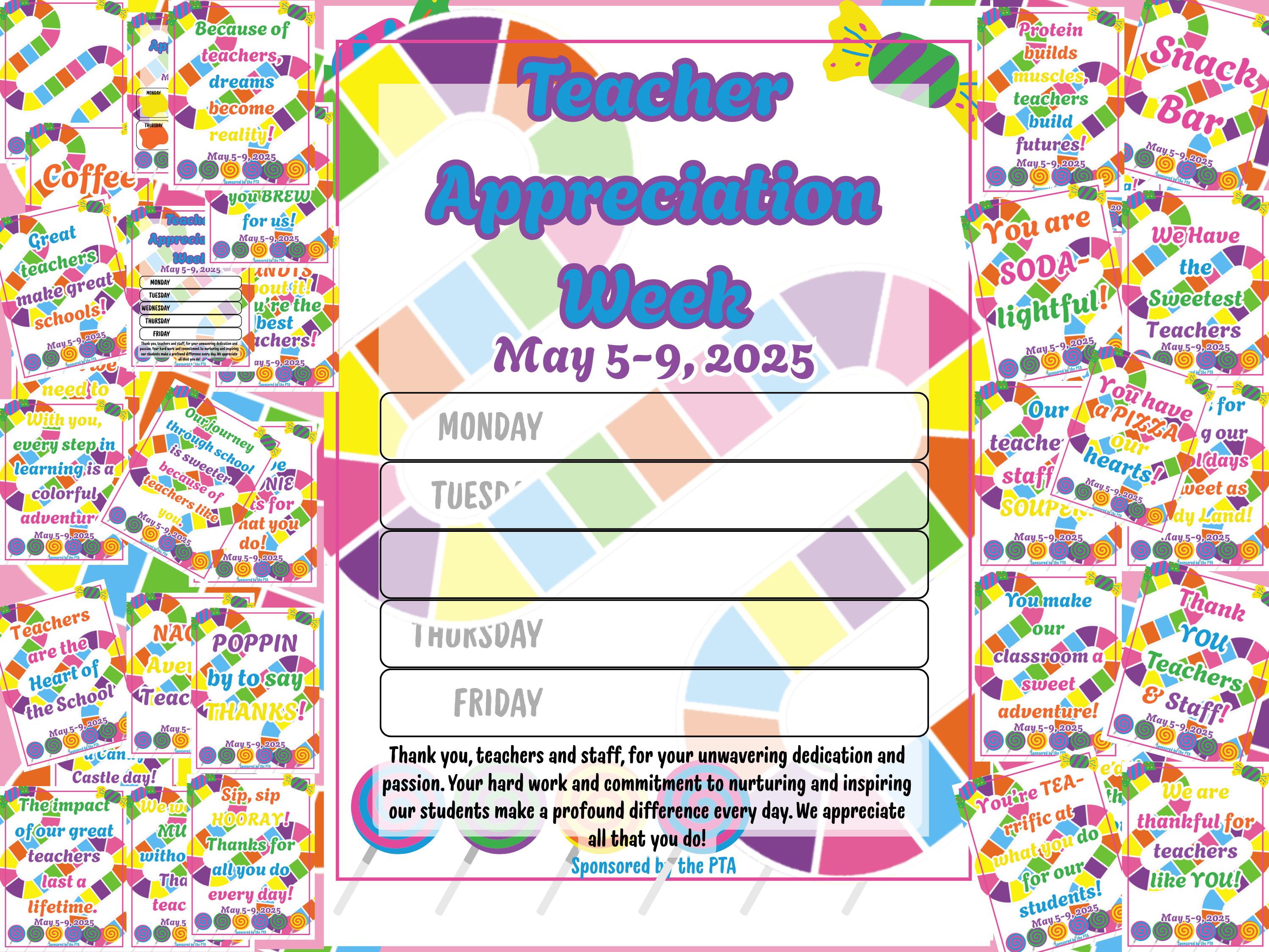 Customizable Candy Land Teacher Appreciation Week Canva Template ...