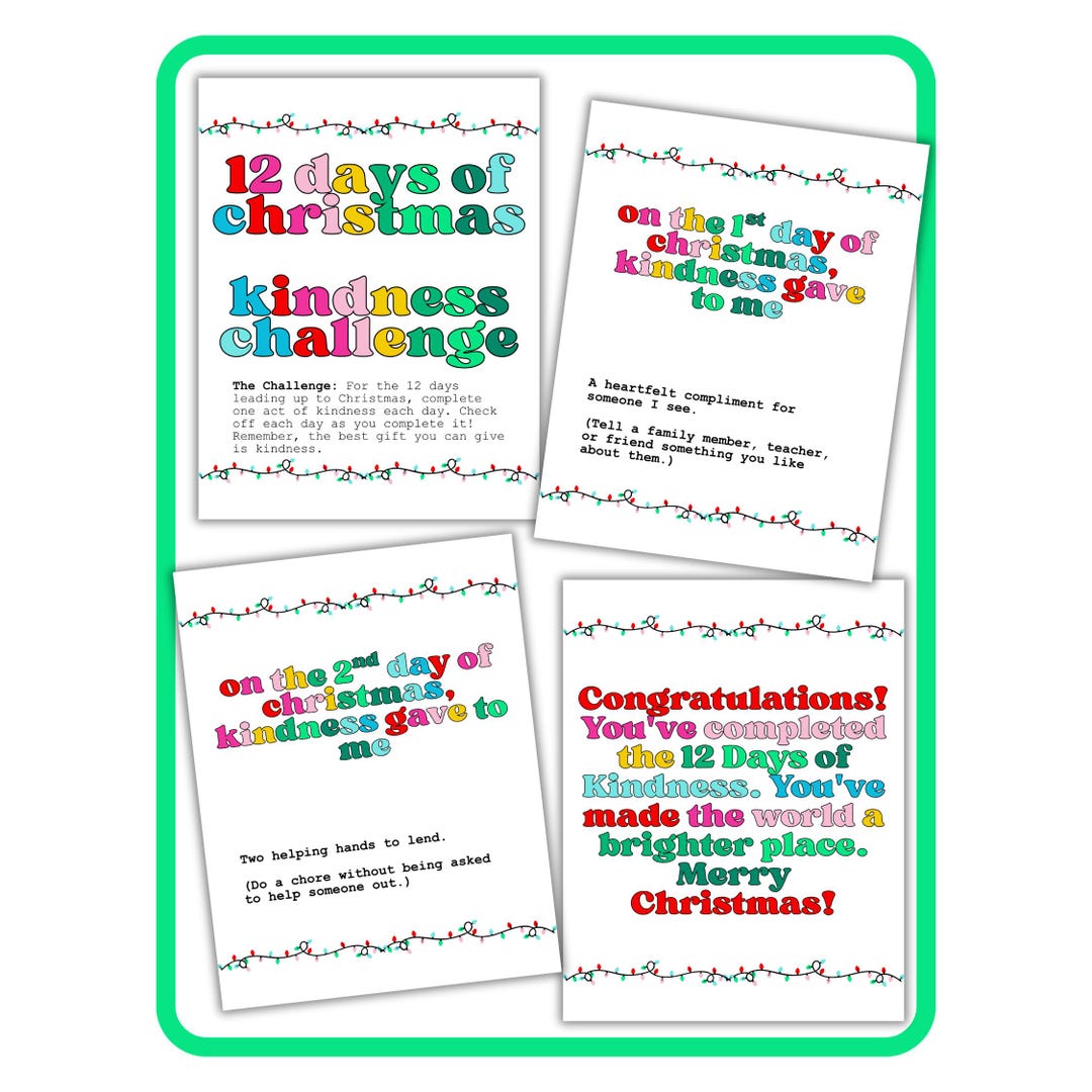 12 Days of Christmas Kindness Challenge Canva Template | Editable ...