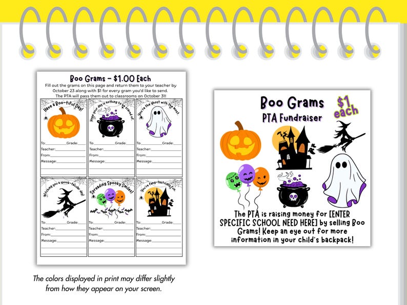 Editable Halloween Boo Gram & Candy Gram Fundraiser PTA PTO School ...