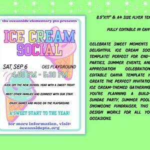 Ice Cream Social Flyer Template, Editable Sundae Party Invitation, Back ...