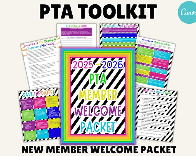 PTA Welcome Packet Canva Template Editable School Membership Kit ...