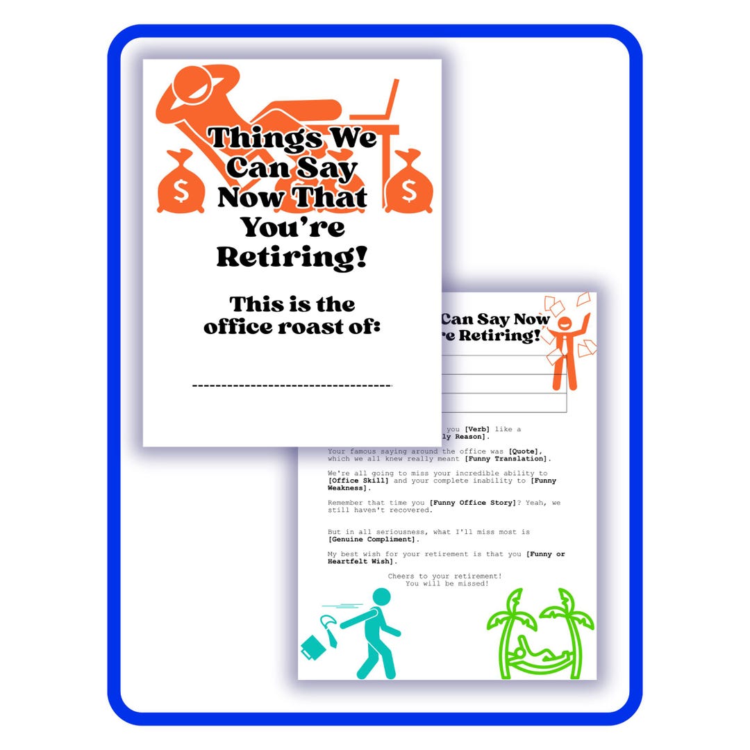 Retirement Roast Template Printable Funny Coworker Activity Editable ...