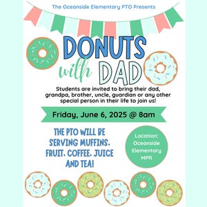 School Donuts With Dad Flyer Template PTA PTO Breakfast Event Family ...